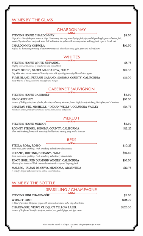 Menu | Stevens